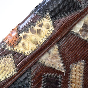Vintage Leather Clutch Purse Handbag Brown Snakeskin Python Reptile ...