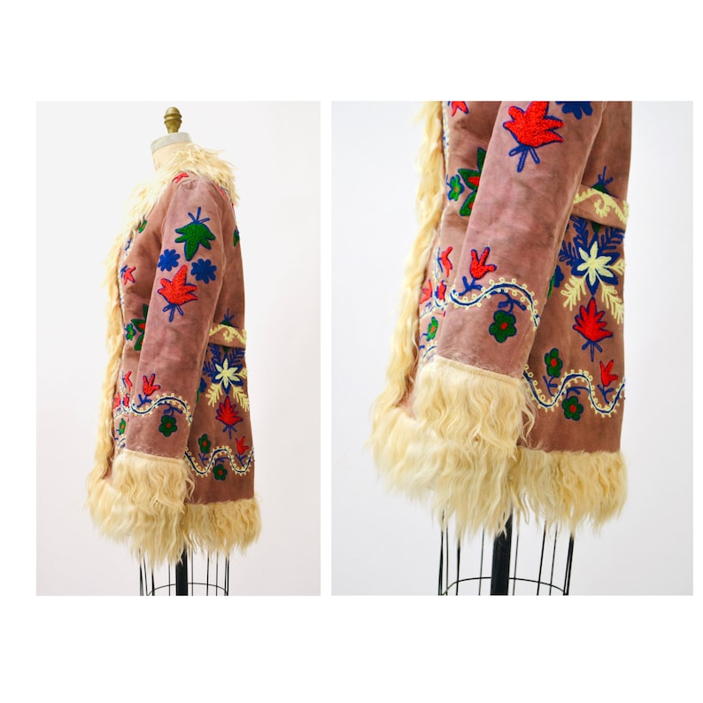 Vintage Embroidered Shearling Afghan Jacket Coat Small Medium// 70s ...