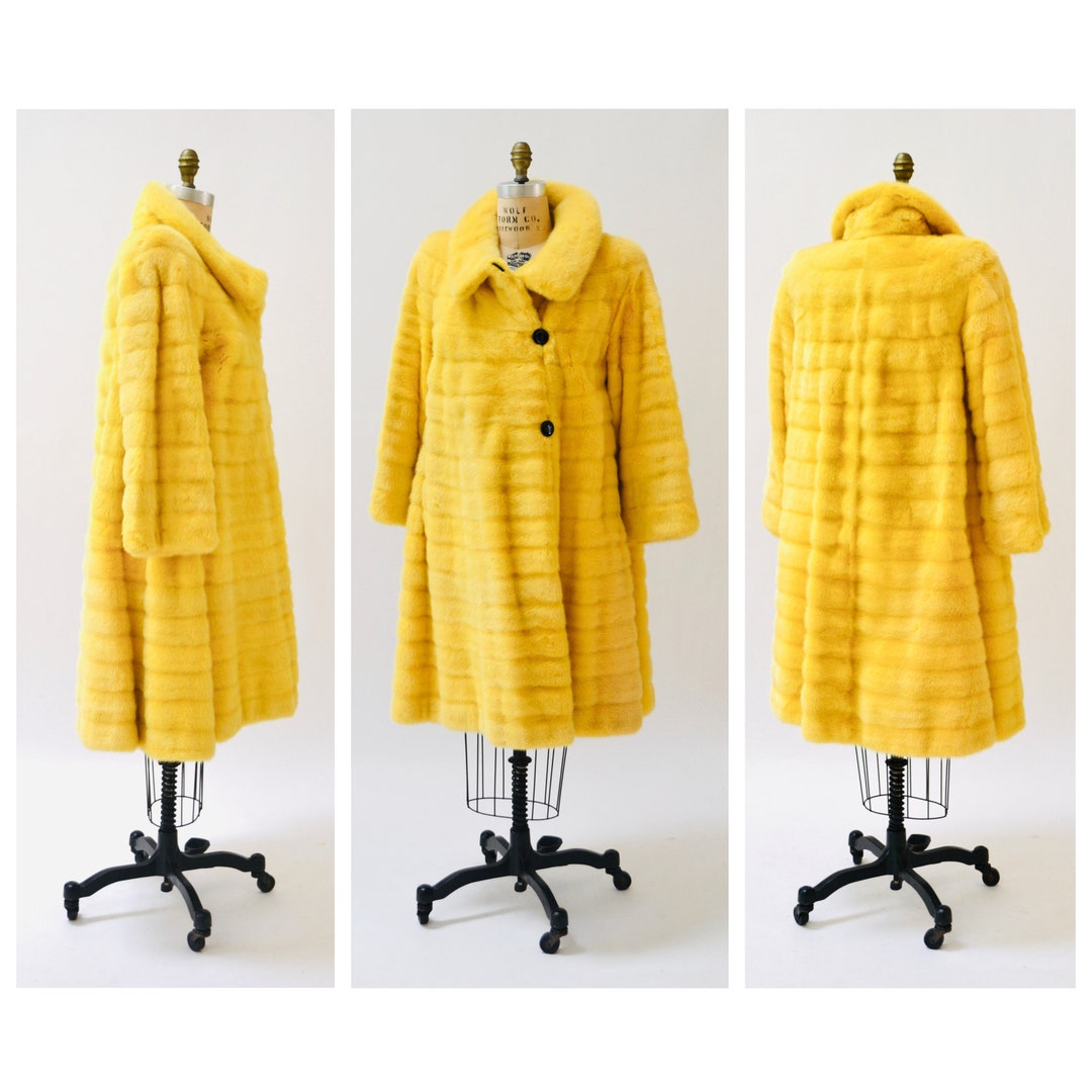 Vintage 90s Glam Yellow Mink Fur Jacket Coat by Sorbara for Neiman ...