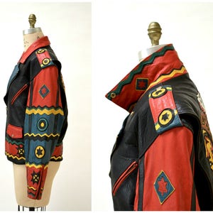 Vintage Black Leather Motorcycle Jacket Cherokee Indian Native American ...