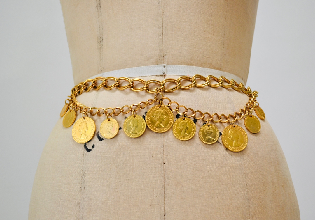 Vintage Gold Chain Coin Belt Gold Metallic Gypsy Gold Chain Coin Charm ...