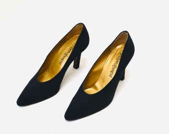 80s Vintage Yves Saint Laurent Paris Black High Heels Size 8 80s Vintage Yves Saint Laurent Paris Black High Heels Size 8