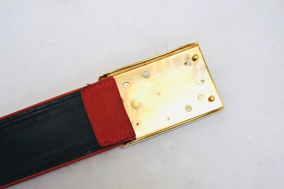 80s 90s Vintage ESCADA Red Gold Gemstone Belt Metalli… - Gem