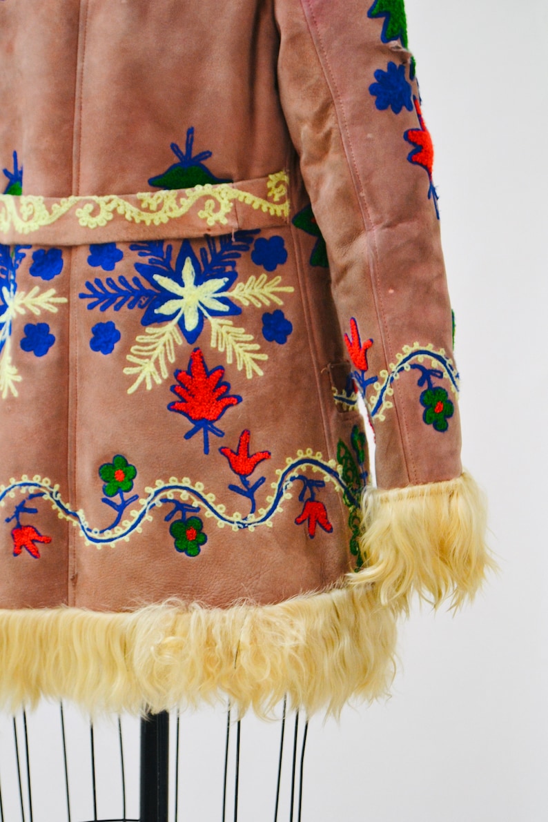 Vintage Embroidered Shearling Afghan Jacket Coat Small Medium// 70s ...