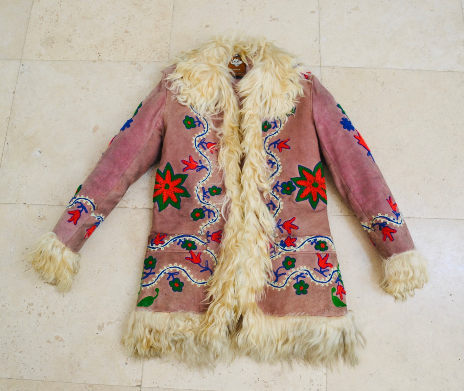 Vintage Embroidered Shearling Afghan Jacket Coat Small Medium// 70s ...