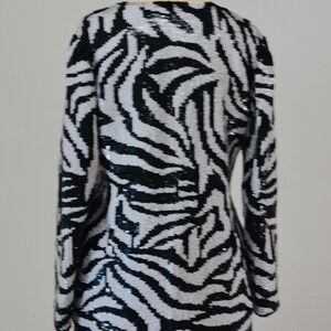 80s 90s Vintage Zebra Stripe Sequin Jacket Black White Sequin Blazer by ...