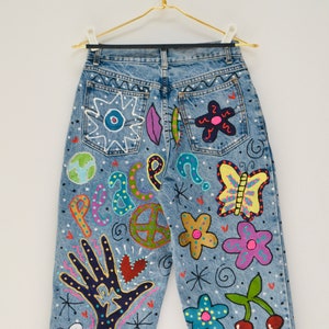80s Vintage Madonna Jeans by Leslie Hamel Pants Levis Hand Painted Love ...