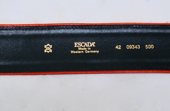 80s 90s Vintage ESCADA Red Gold Gemstone Belt Metalli… - Gem