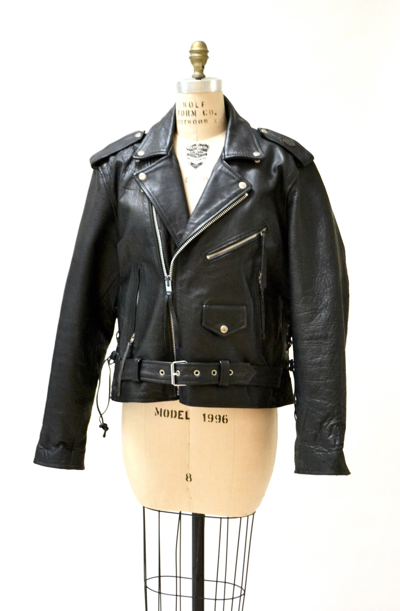 Vintage Black Leather Motorcycle Jacket Mens Large With USA - Etsy