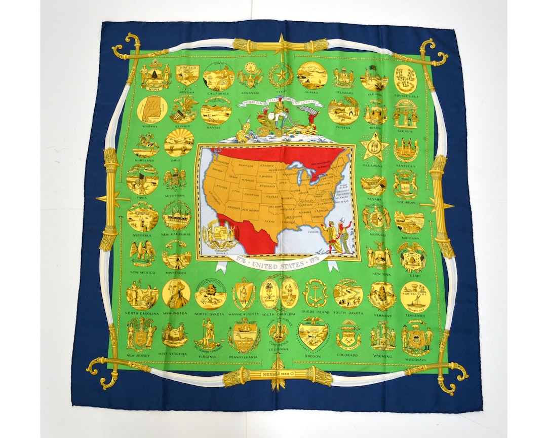 Vintage Hermès Twill Silk Scarf Hermes Arms of the United States ...