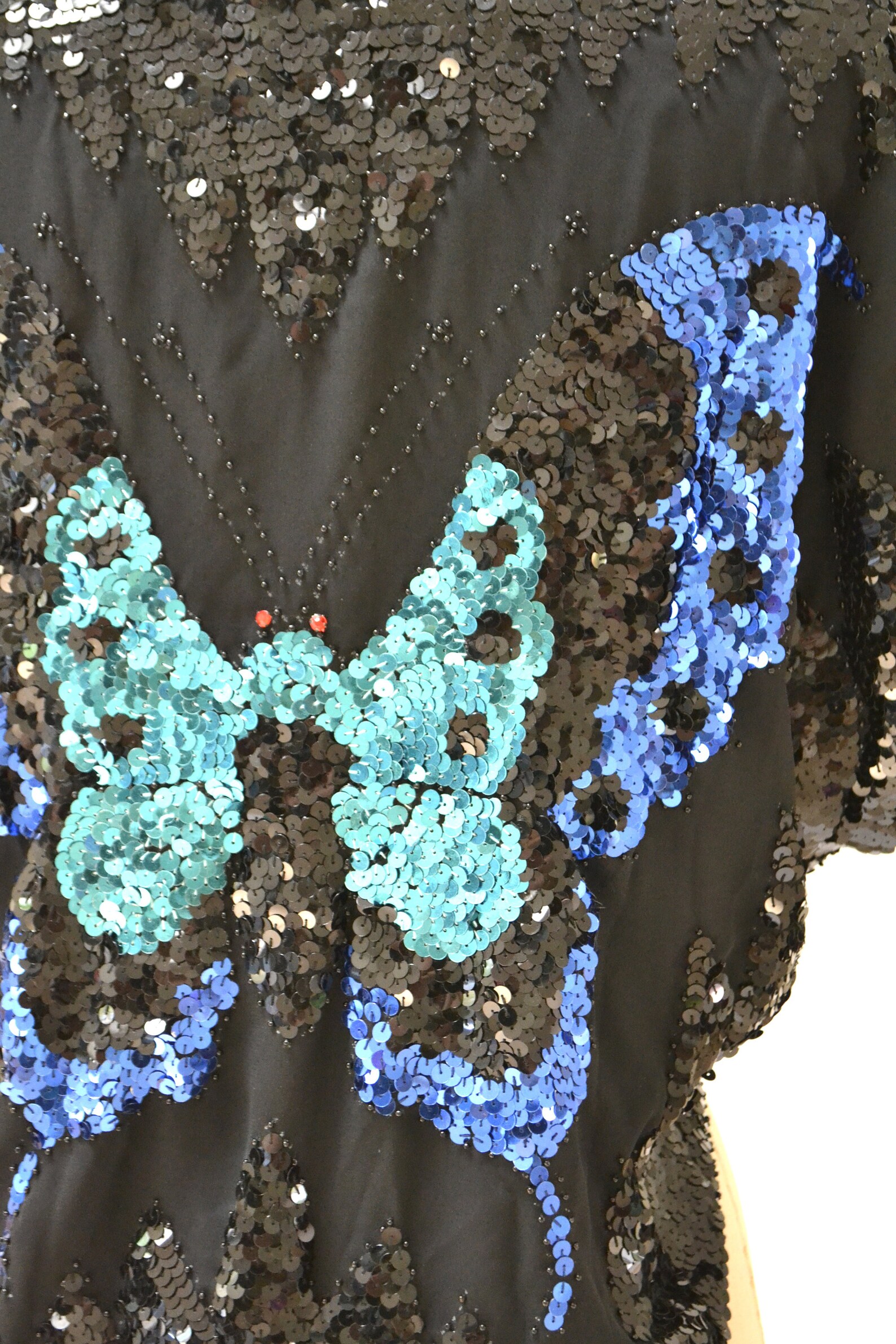 Vintage Butterfly Sequin Shirt Crop Top Size Medium In Black | Etsy