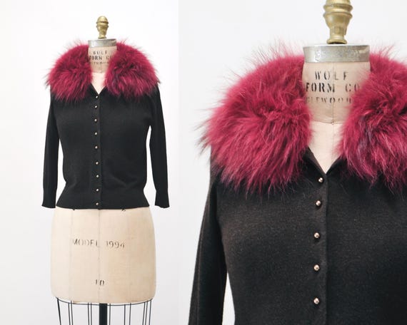 Vintage Y2K Fox Fur Collar Cardigan Sweater Red Brown Sweater Cardigan Top Small Y2k Brown Wool Cardigan Sweater Fox Fur Collar Sweater Top Etsy UK