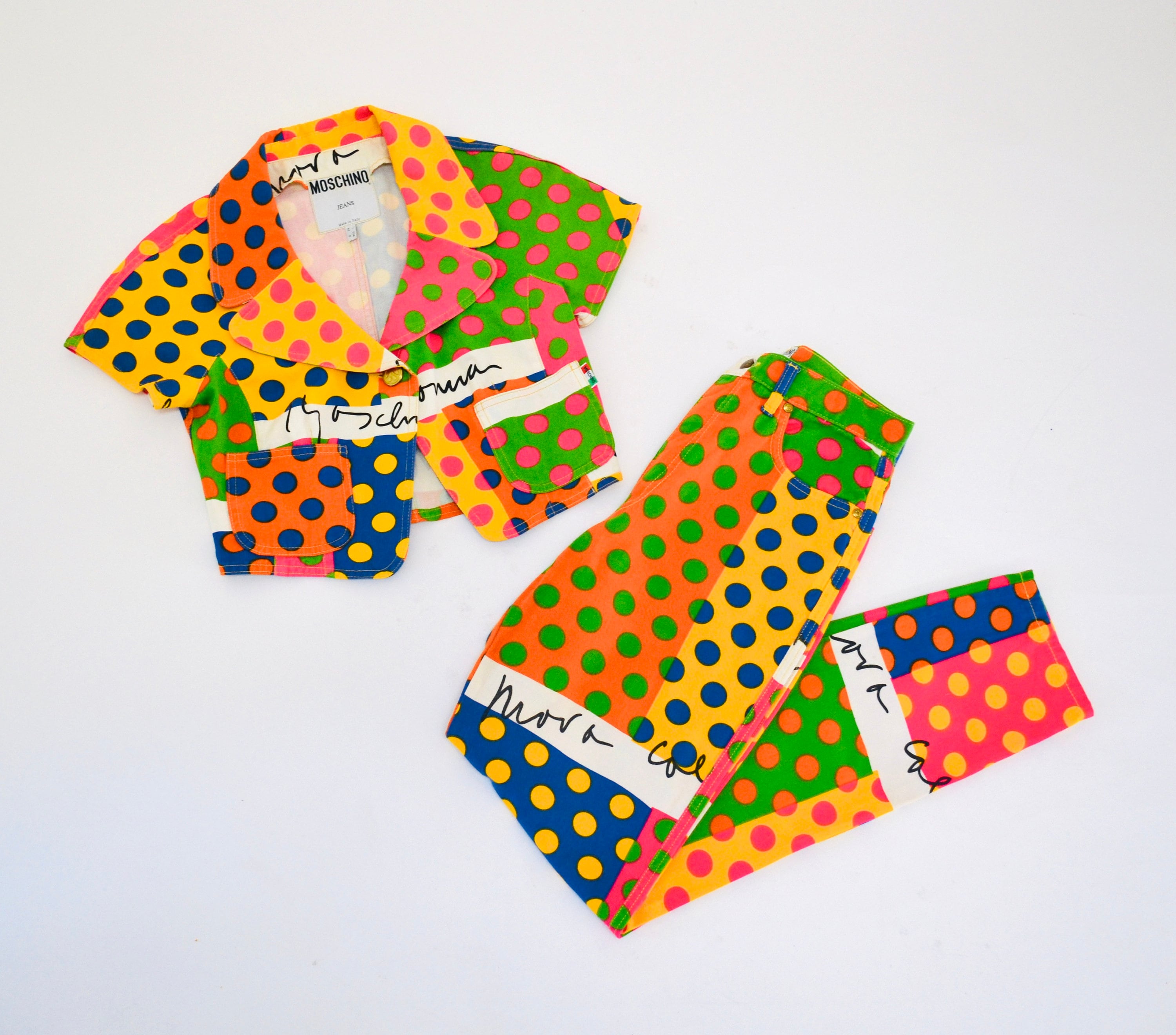 90s Vintage Moschino Jeans Polka Dot Suit Cropped Jacket 90s Vintage Moschino Jeans Polka Dot Suit Cropped Jacket