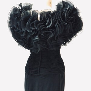 80s 90s Vintage Black Dress Evening Gown Ruffles Size XS Small - Etsy