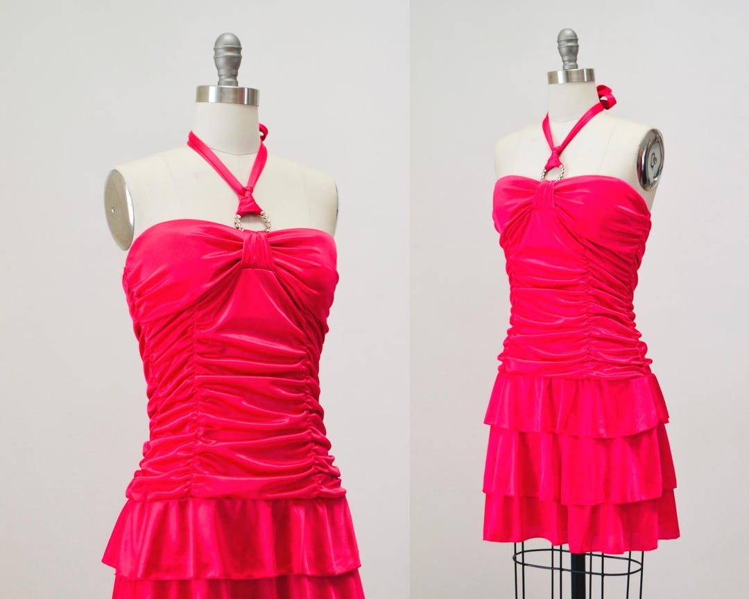2000s Y2k Vintage Pink Halter Neck Party Club Dress Small 2000s ...