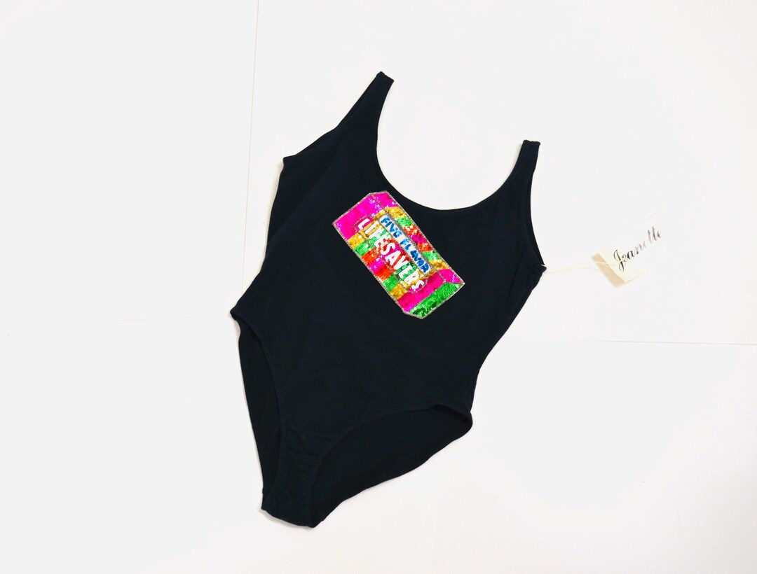 90s Black Sequin Body Suit Knit Bodysuit Leotard High Cut 80s 90s Body ...