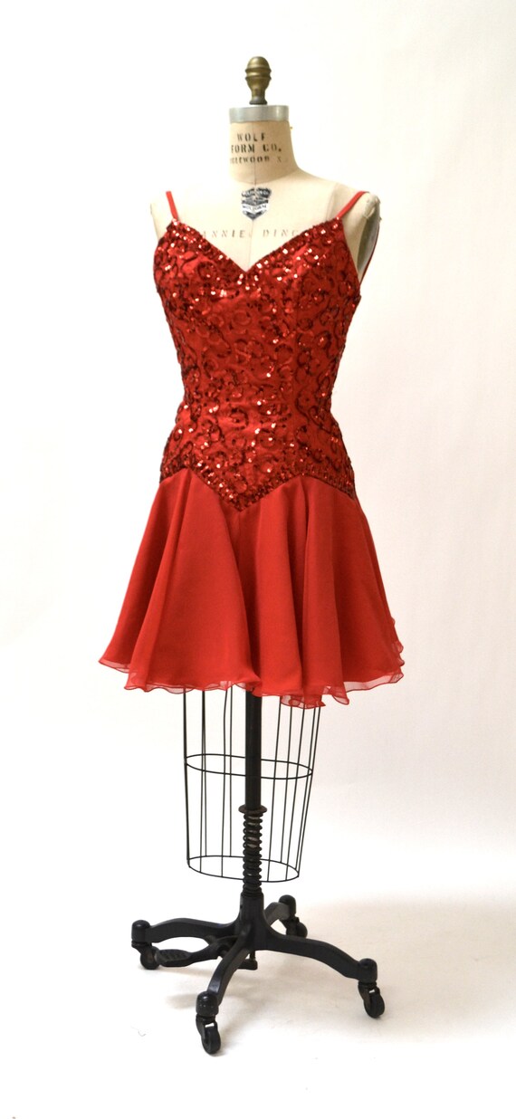 Red sequin swing dress store