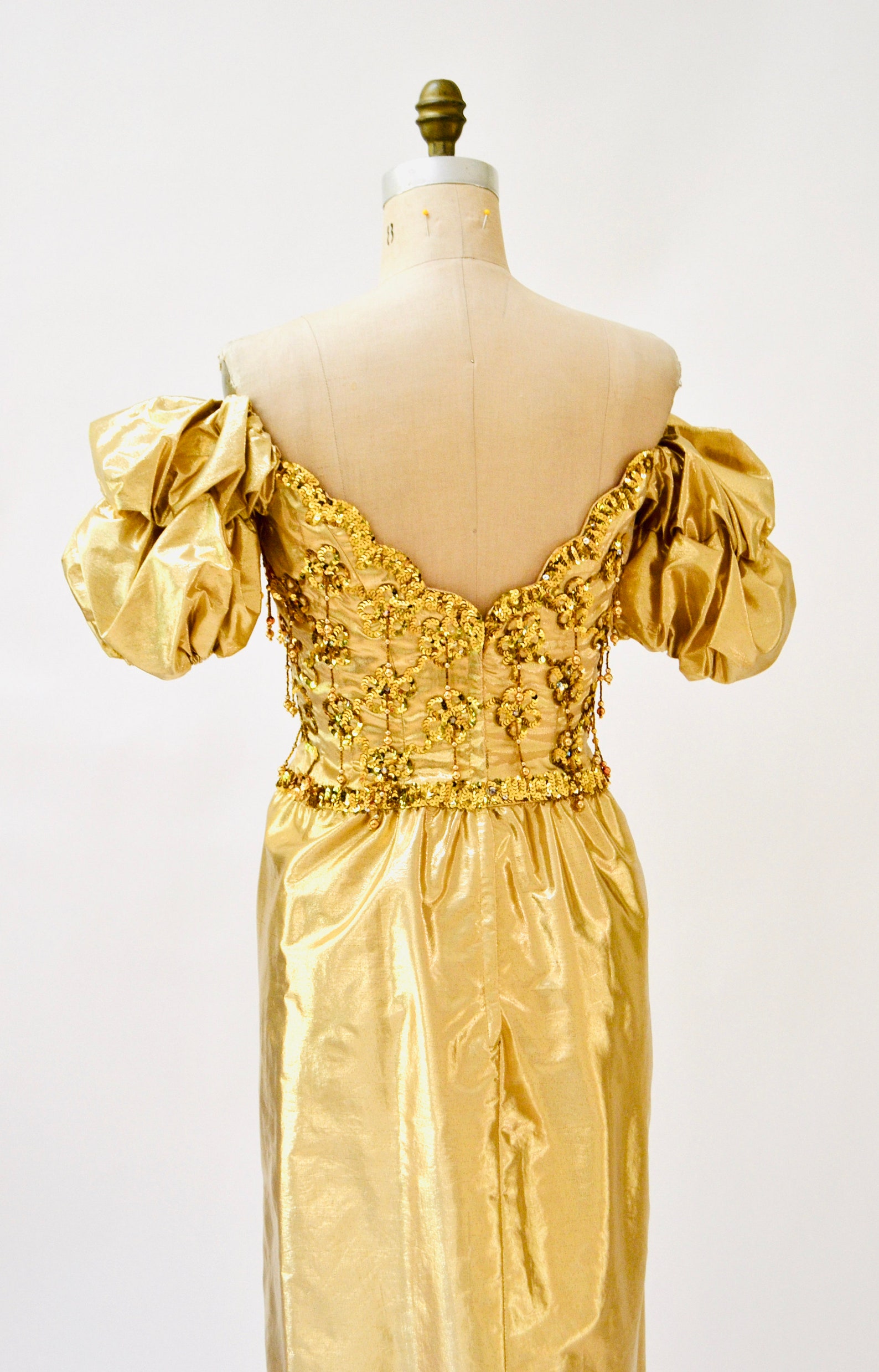 Gold Metallic 80's Prom Dress Evening Gown Medium Large// - Etsy