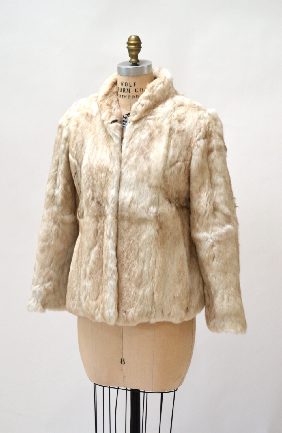 Vintage Rabbit Fur Jacket Coat Cream White Rabbit Fur Coat | Etsy