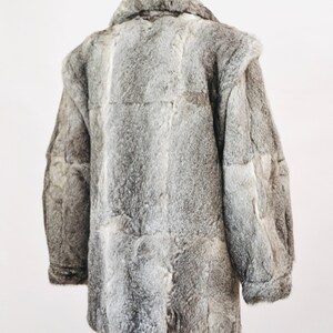 70s 80s Glam Vintage Rabbit Fur Coat Grey Gray Silver Rabbit Fur Jacket ...