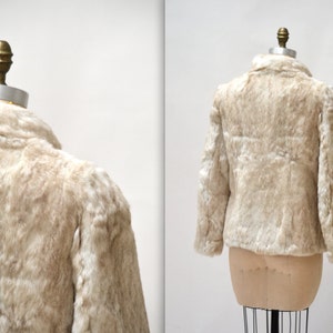 Vintage Rabbit Fur Jacket Coat Cream White Rabbit Fur Coat Size Medium ...