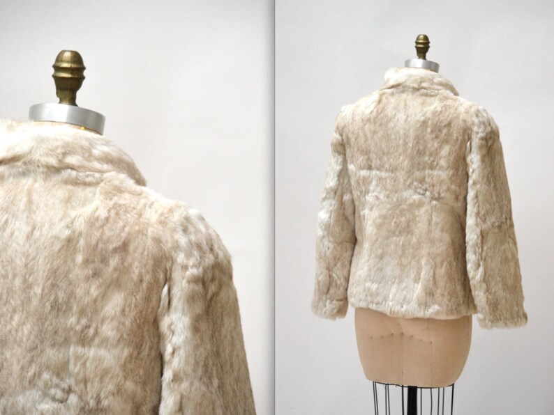 Vintage Rabbit Fur Jacket Coat Cream White Rabbit Fur Coat - Etsy