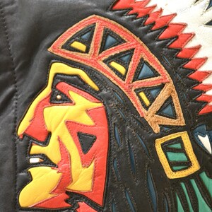 Vintage Black Leather Motorcycle Jacket Cherokee Indian Native American ...