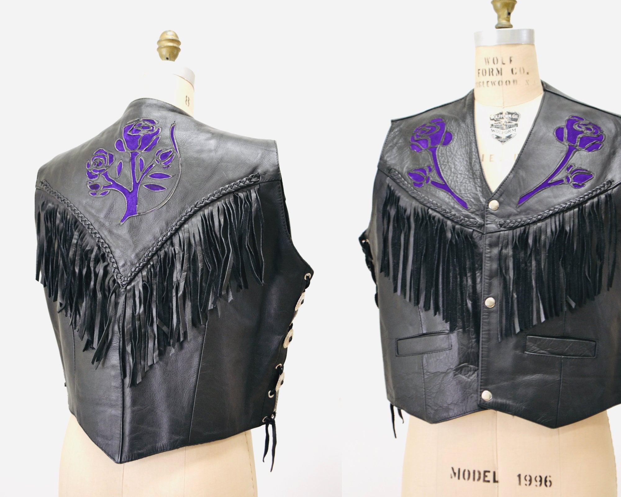 Leather Rose Jacket Vintage Fringe - Etsy Leather Rose Jacket Vintage Fringe - Etsy