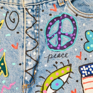80s Vintage Madonna Jeans by Leslie Hamel Pants Levis Hand Painted Love ...