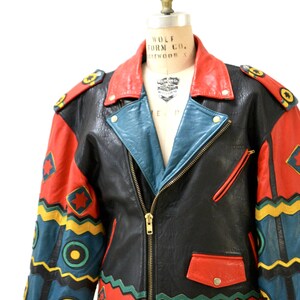 Vintage Black Leather Motorcycle Jacket Cherokee Indian Native American ...