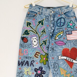 80s Vintage Madonna Jeans by Leslie Hamel Pants Levis Hand Painted Love ...