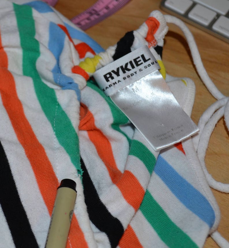 80s 90s Vintage Sonya RYKIEL Rainbow Knit Dress Size Small Medium White ...