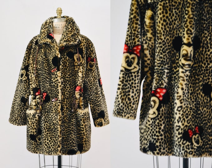 Vintage Faux Fur Jacket Coat With Mickey Mouse Minnie Mouse Disney 90s ...