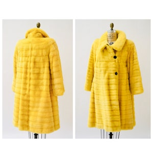 Vintage 90s Glam Yellow Mink Fur Jacket Coat by Sorbara for Neiman ...