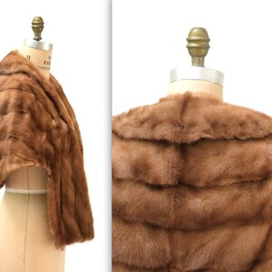 Vintage Brown Fur Stole Brown Mink Wrap Cape// 50s Brown Vintage Mink ...