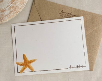 Starfish Note Card Set of 10 in White or Light Ivory With - Etsy