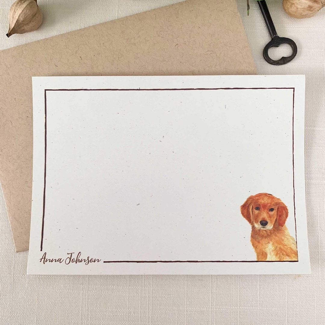 Personalized Golden Retriever Puppy Notecards. Eco Friendly Watercolor ...