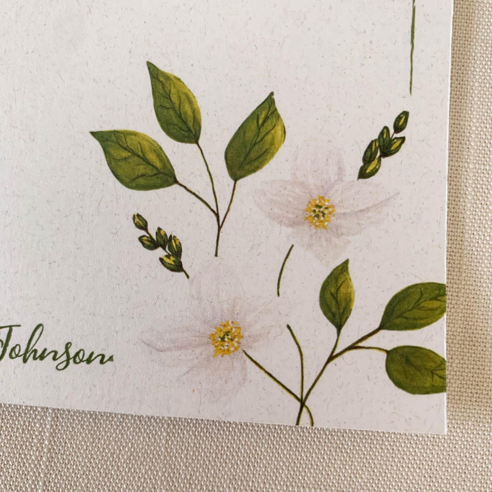 Personalized White Jasmine Floral Note Cards. Eco Friendly Watercolor ...