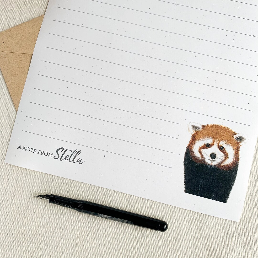 Personalized Baby Red Panda Watercolor Kids Pen Pal Stationery Set. Eco ...