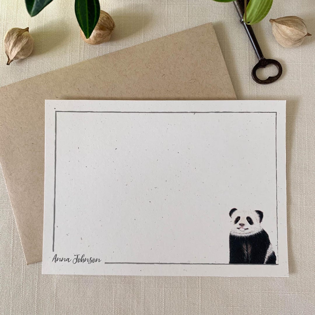 Personalized Baby Panda Notecards. Eco Friendly Watercolor Stationery ...