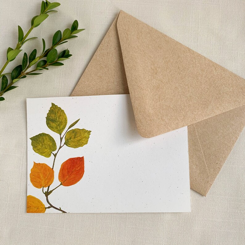 Autumn Leaves Notecards. Eco Friendly Watercolor Stationery - Etsy