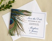 Peacock Feather Save the Date Card. DEPOSIT ONLY. - Etsy