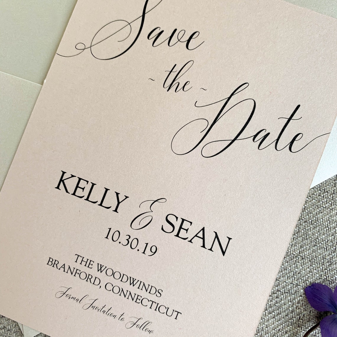 Simple Save The Date. Script Wedding Font. Coral Save The | Etsy