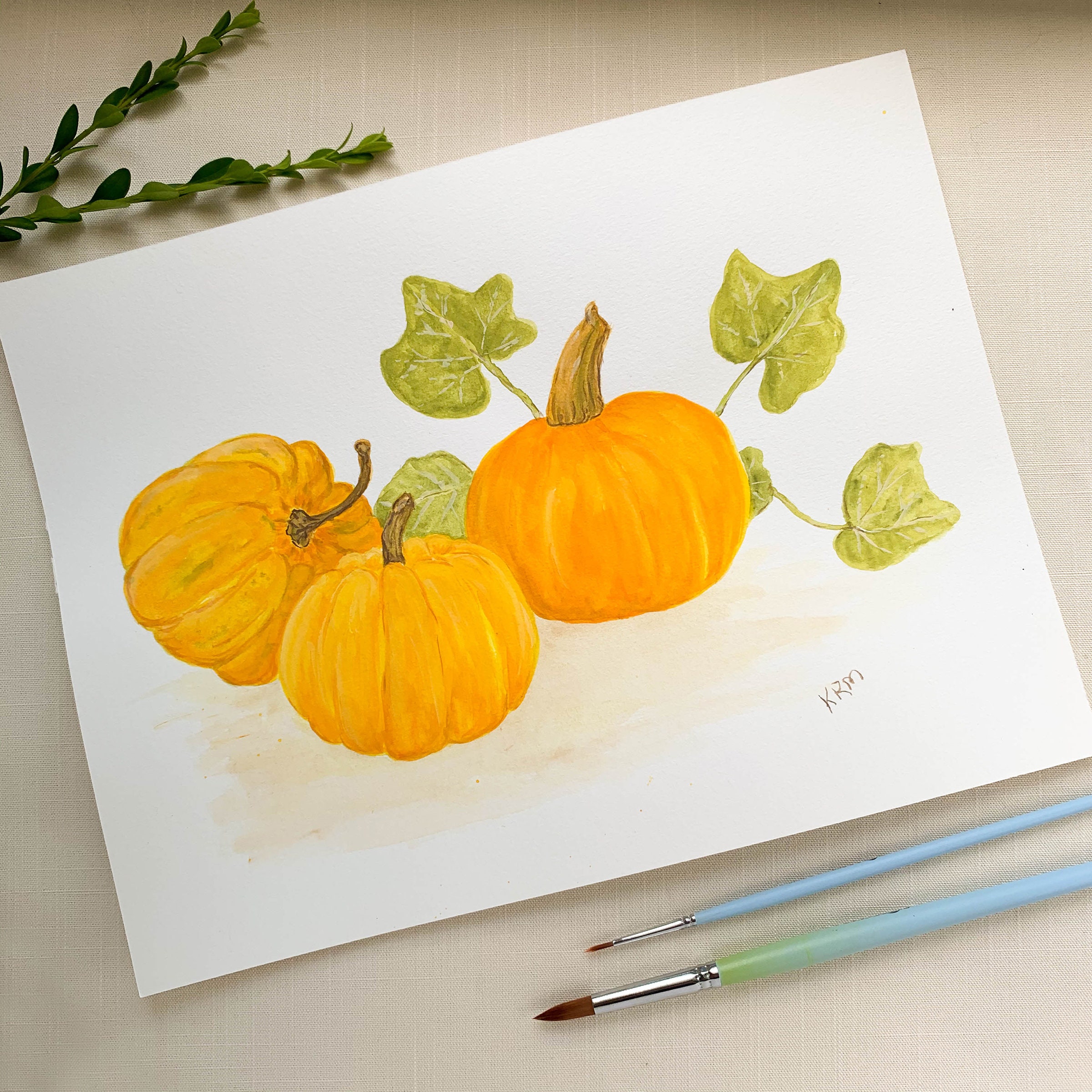 Pumpkin Patch Original Watercolor Painting. 12 x 9. Unframed. - Etsy.de