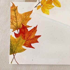 Autumn Leaves Notecards. Eco Friendly Watercolor Stationery Set. Flat Notecards in Larger A6 ...