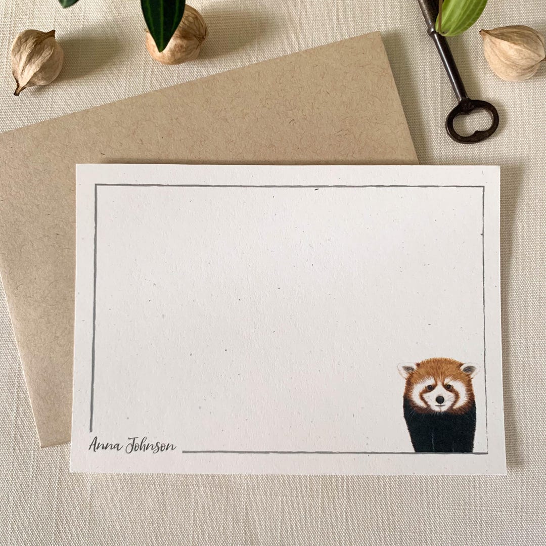 Personalized Baby Red Panda Notecards. Eco Friendly Watercolor ...
