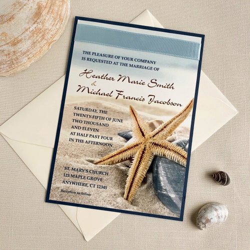 Rustic Beach Wedding Invitations Starfish Invitation - Etsy