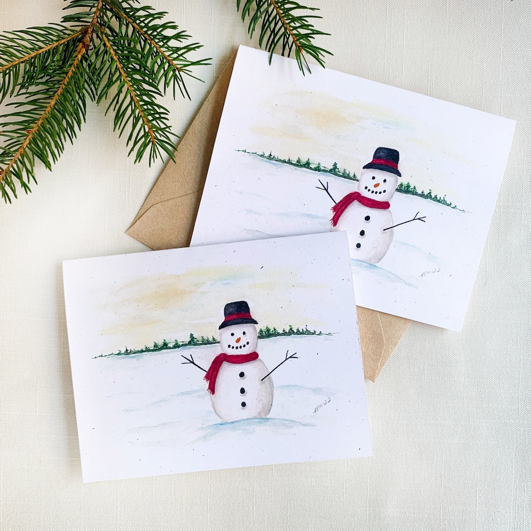 Snowman Watercolor Holiday Cards. Christmas Eco Friendly Stationery Set ...