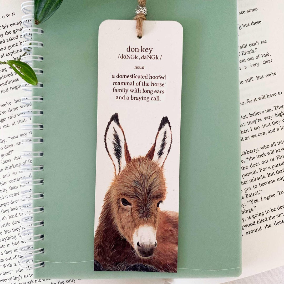 Baby Donkey Watercolor Bookmark. Printed on Recycled Card Stock ...