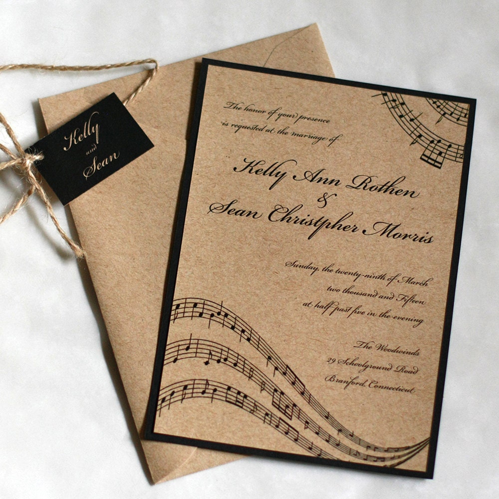 Music Wedding Invitation. Music Notes Invite. DEPOSIT ONLY. - Etsy